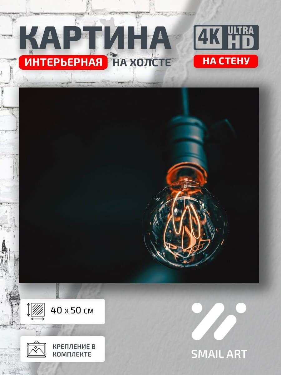 Картина на холсте интерьерная 40 на 50 на стену Разные лампочка для офиса атмосфера