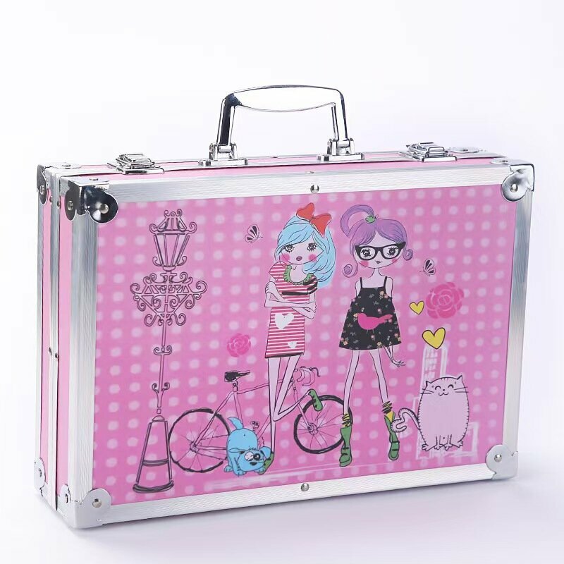 Художественный набор для рисования "набор художника" в металлическом чемодане (розовый)