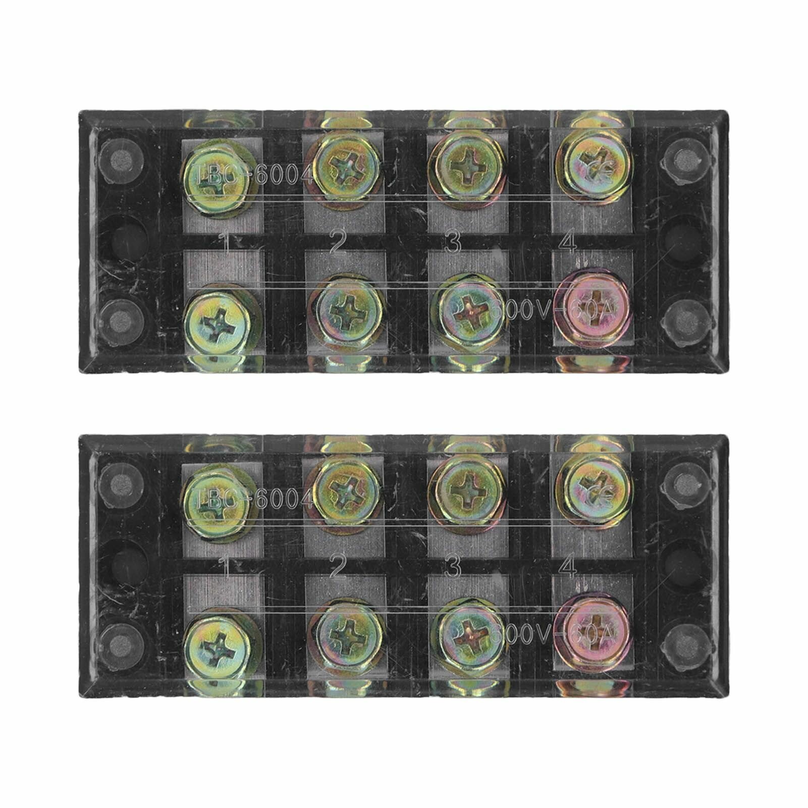 Двухрядная клеммная колодка с винтовым зажимом и прозрачной крышкой, 60А, 600В, 2 шт, 4 позиции, для мостового освещения