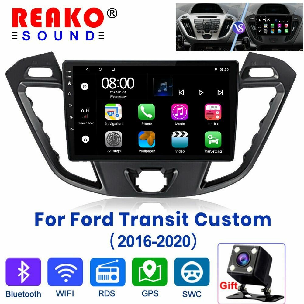 Автомагнитола для Ford Transit Tourneo Custom 2012-2017 1+32G Android Bluetooth WiFi, IPS экран AM/FM GPS Сенсорные кнопки