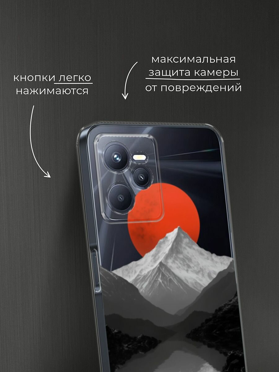 Чехол на Realme C35 / Реалми C35 с принтом Белая гора 2, прозрачный — фото 1