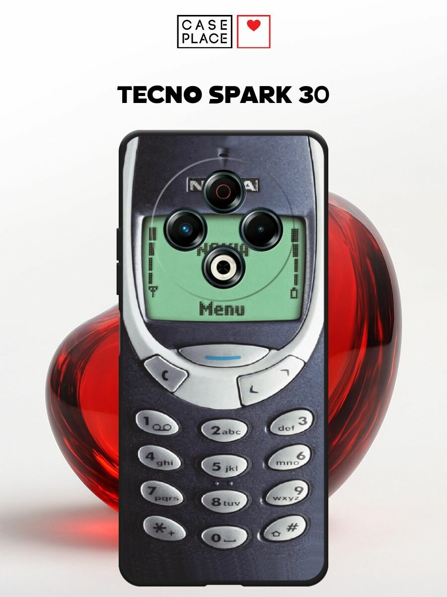 Черный матовый чехол на Tecno Spark 30 / Текно Спарк 30 с принтом В виде Нокиа