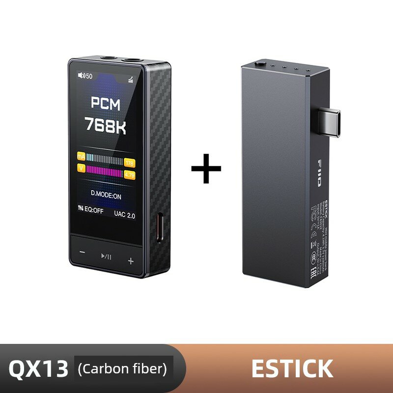 FiiO QX13 портативный DAC усилитель из углеродного волокна с черным источником питания для USB DSD