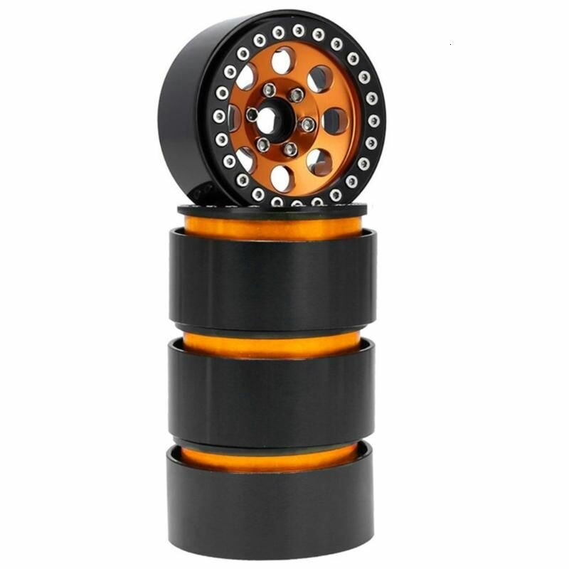 Металлические колеса с прижимным кольцом для скалолазания RC 1.9 дюймов 8 круглыми отверстиями-золото