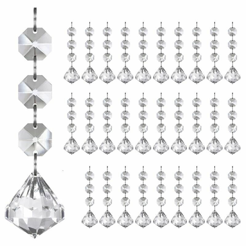 Рождественский кулон в виде снежинки из прозрачного акрилового хрусталя, 30 шт.-набор бриллиантов