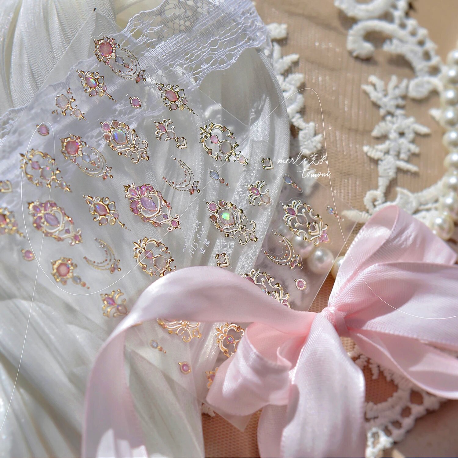 1 шт. 5D фоторамка стиль наклейки для дизайна ногтей рельефное ожерелье драгоценный камень аксессуары для дизайна ногтей темпераментные наклейки для девочек