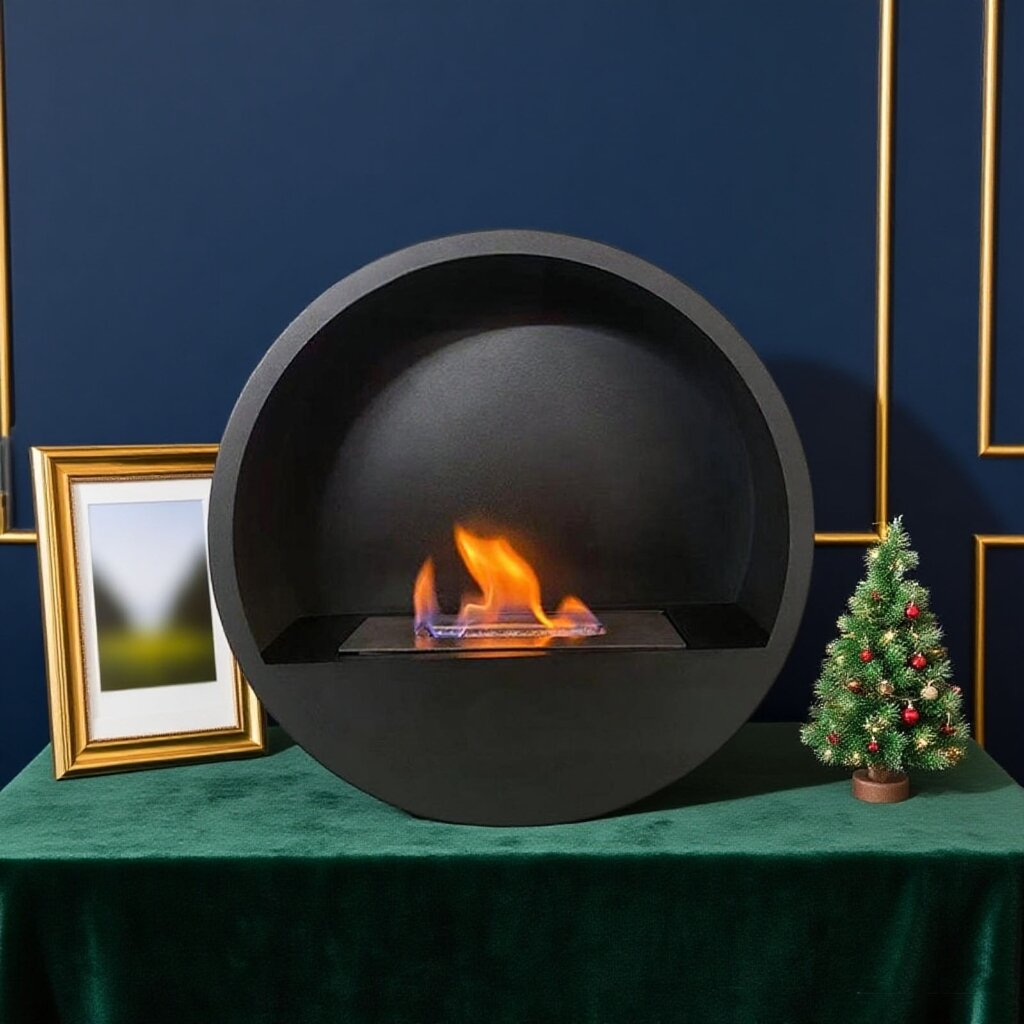 Настольный камин с металлической рамой