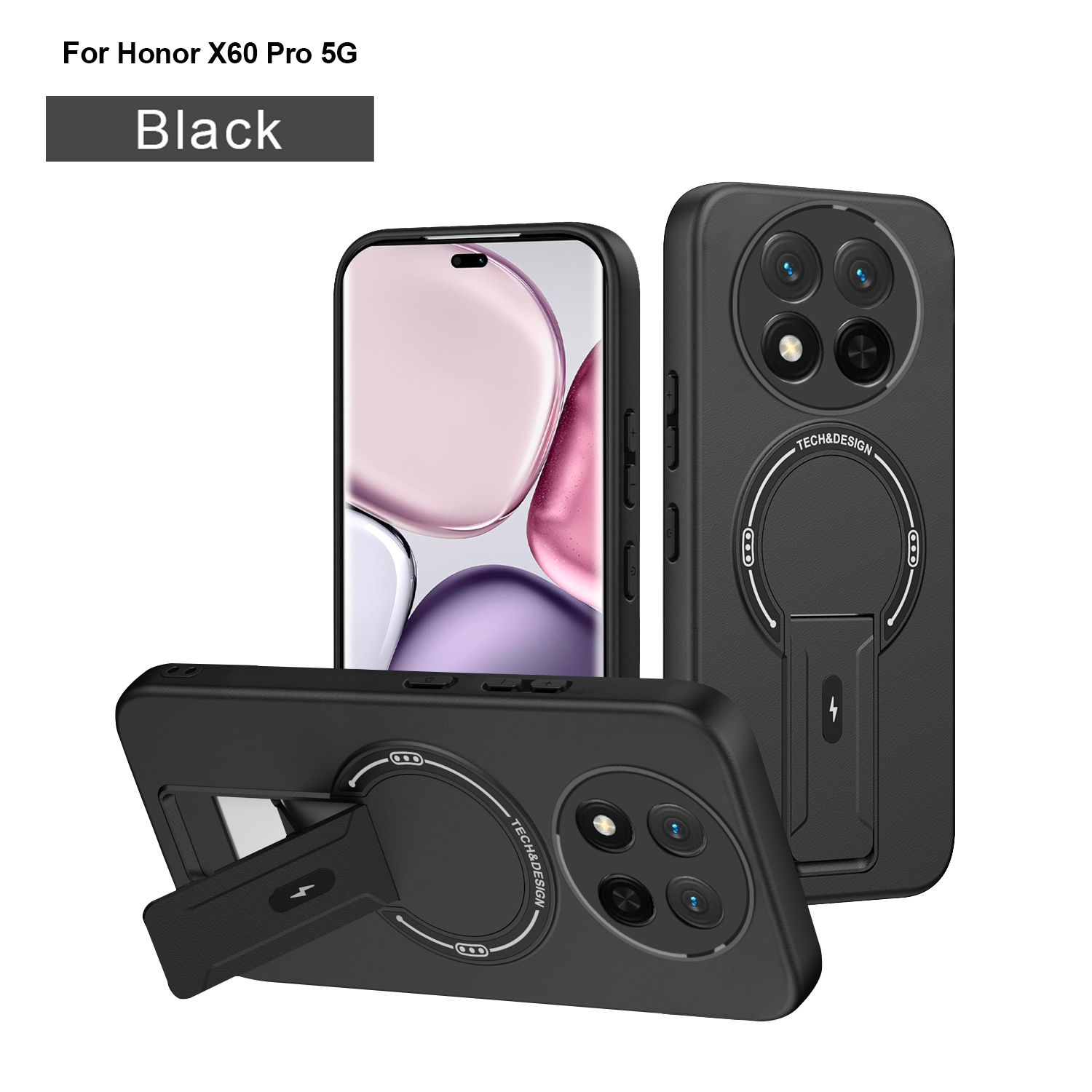 Чехол для Honor X9C / Хонор X9C, полупрозрачный, чехол-кардиомонитор, поликарбонат (PC), защита камеры, ударопрочный, встроенная подставка, усиленные углы, Honor, Honor X9C, black,