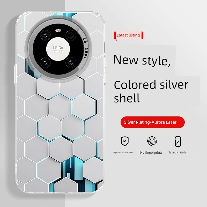 Защитный чехол для Huawei Mate 30E Pro - Прозрачно-серебристый цветочный узор, анти-отпечатки, ударопрочный