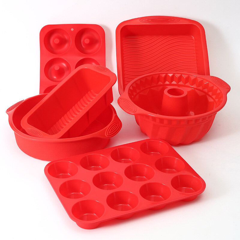 Кросс-бордерная силиконовая форма для выпечки, устойчивая к высоким температурам, набор из 6 предметов для выпечки, оптовая форма для пончиков пищевого качества