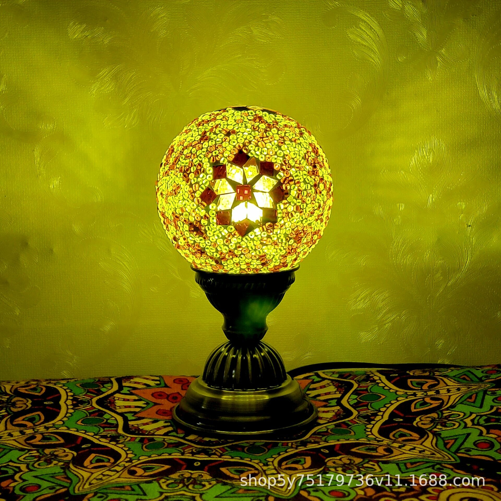 Марокканский экзотический мозаичный прикроватный этнический кафе интернет-знаменитость декор турецкий круглый шарик маленькая ночная лампа настольная лампа