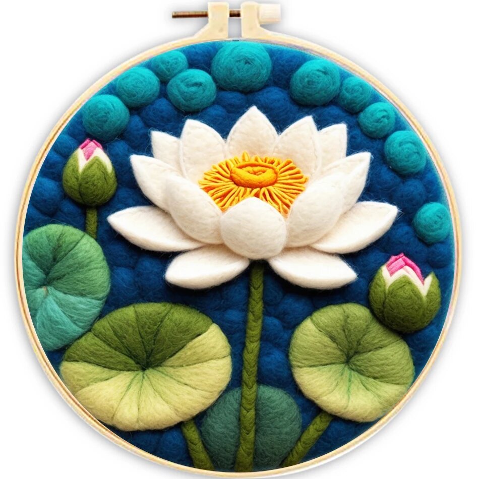 GATYZTORY узор лотоса Diy шерсть валяние картина с вышивкой цветок лотоса Diy игла фетр для стартового набора фетровая краска