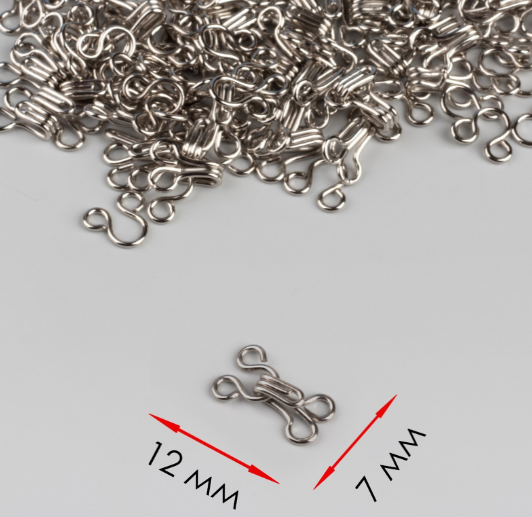 Крючок пришивной №1, 12х7 мм, в наборе 10 штук