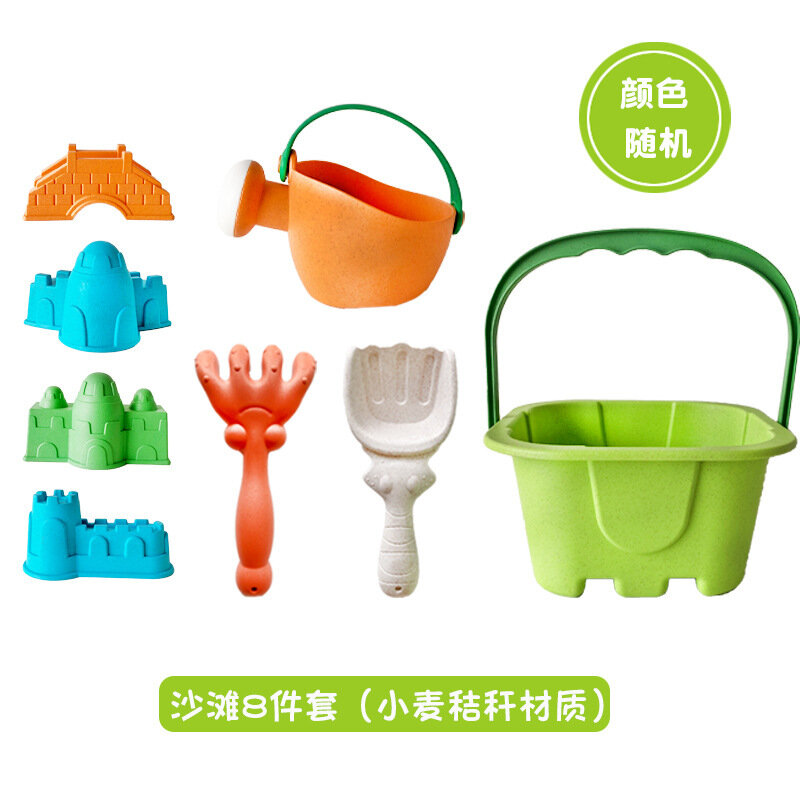 2026 Новейший набор игрушек для детей Amazon: песок для игр, песочный тележка, игрушка для пляжа из пшеничной соломы