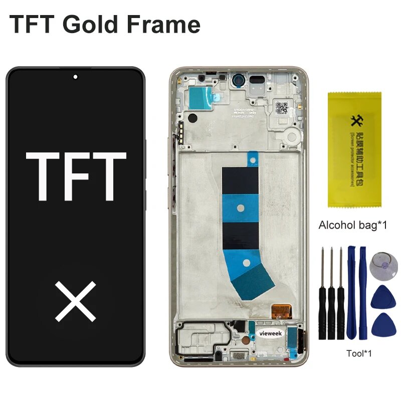 Экран Super Amoled для Redmi Note 13 4G, ЖК-дисплей, цифровой сенсорный экран с TFT Gold Frame