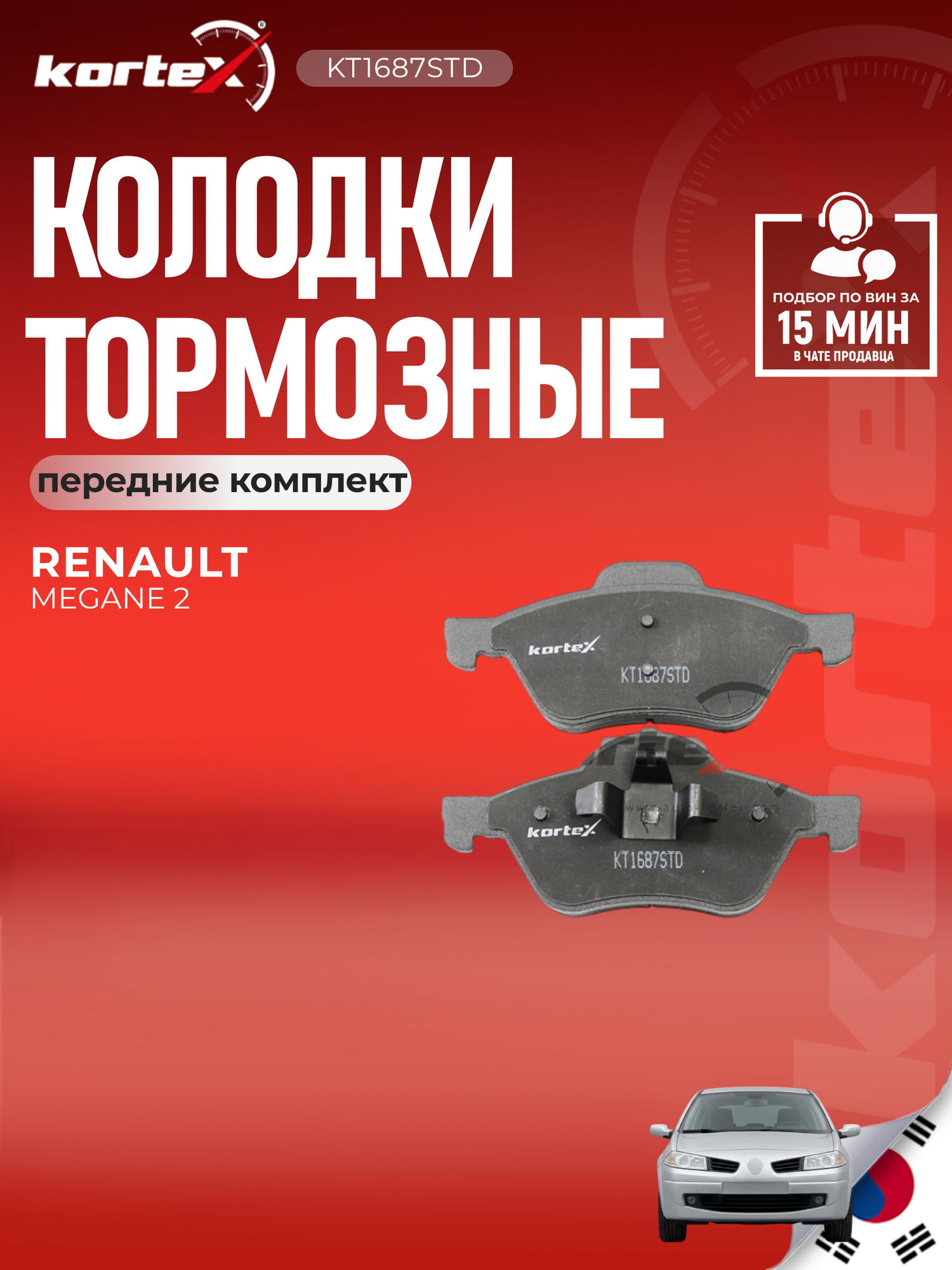 Тормозные колодки дисковые (передние) Renault Рено Megane Меган Scenic GDB1687 410601237R 7711130086