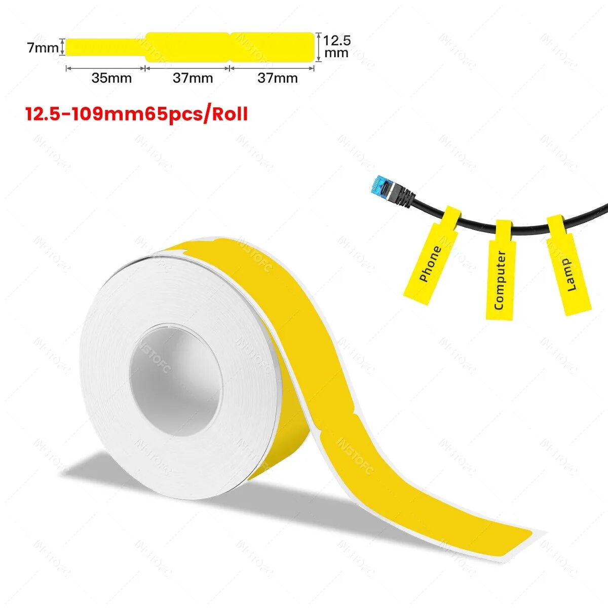 Кабельные бирки Marklife Cable Yellow, 65 шт/рулон