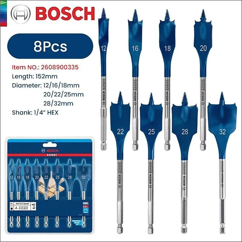 Bosch Expert набор перовых сверл по дереву