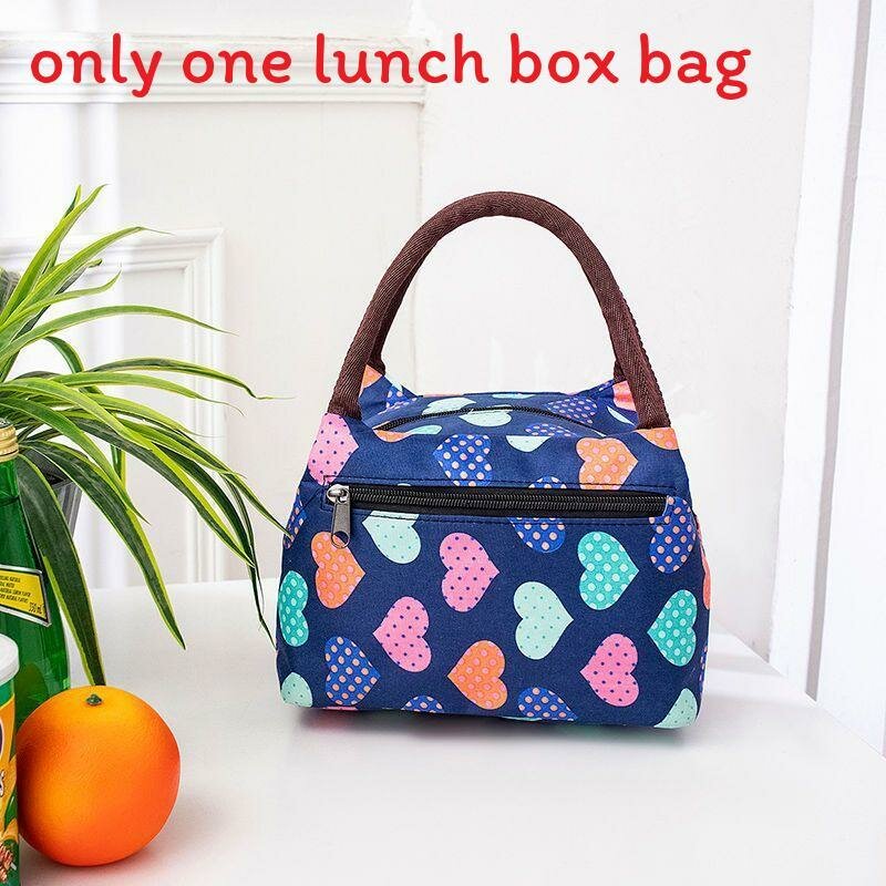 Lunch box polyester with insulation and spacious storage for work and school blue heart