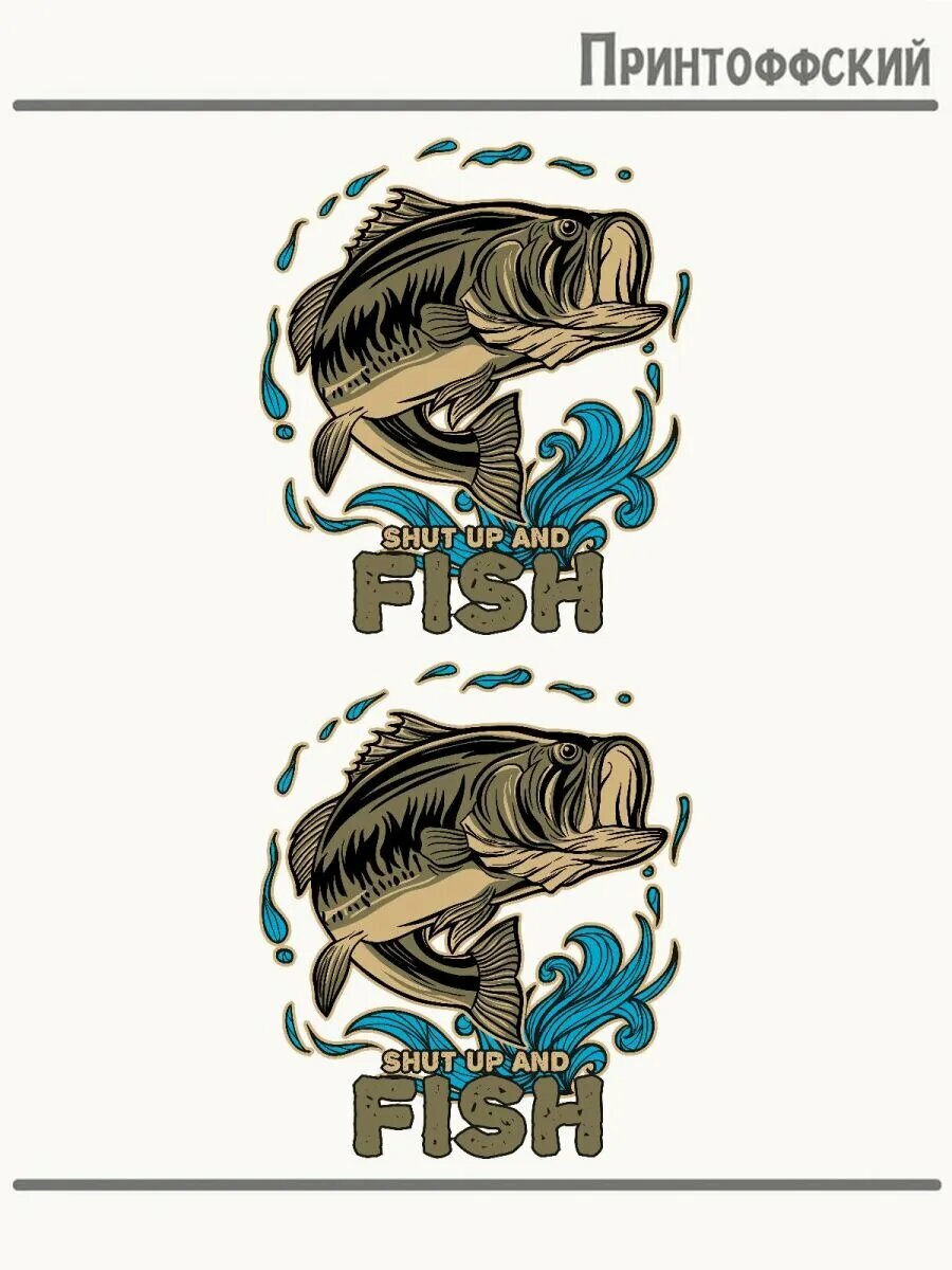 2-е (Две) Термонаклейки рыбалка рыба