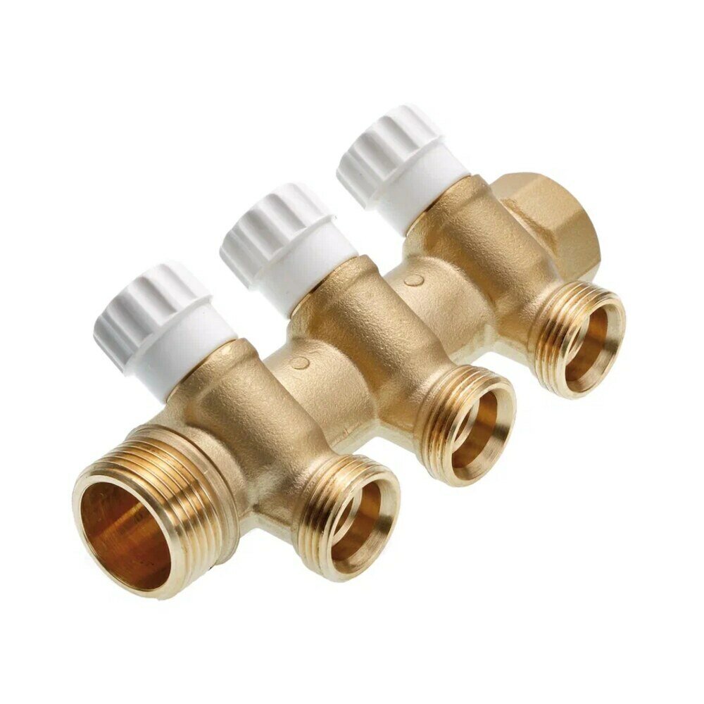 Коллектор Tece (8730011) 1 ВР(г) х 3 выхода 3/4 НР(ш) ЕК х 1 НР(ш) с запорными вентелями