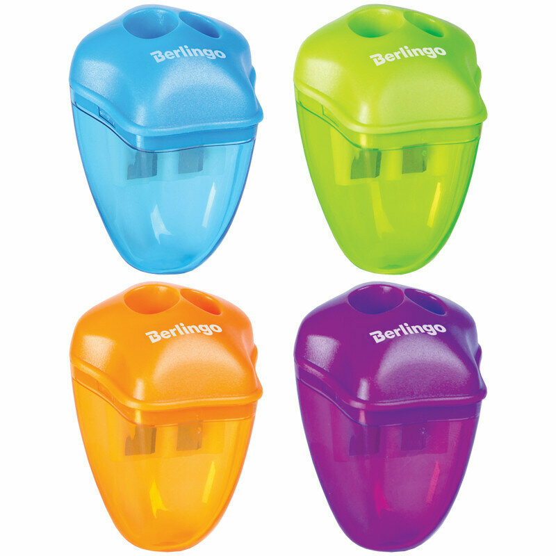 Точилка пластиковая Berlingo "Spike XL" 2 отверстия, контейнер, ассорти, дисплей, 229638