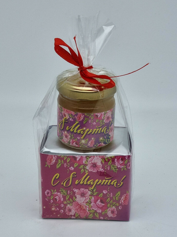 Подарочный набор с 8 марта чай черный ручной сбор 35гр и мед 50гр