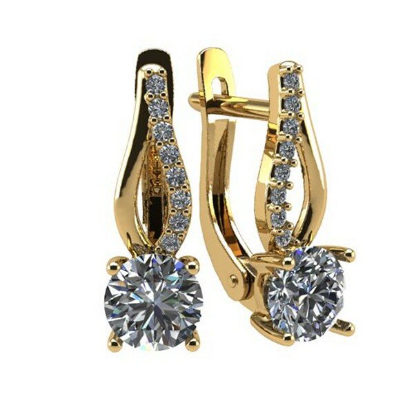 Серьги, красное золото, 585 проба, фианит