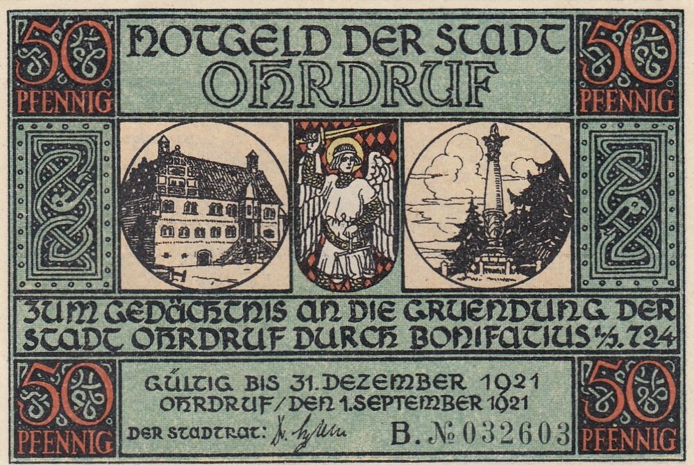 Германия (Веймарская Республика) Ордруф 50 пфеннигов 1921 г. (B) (3)