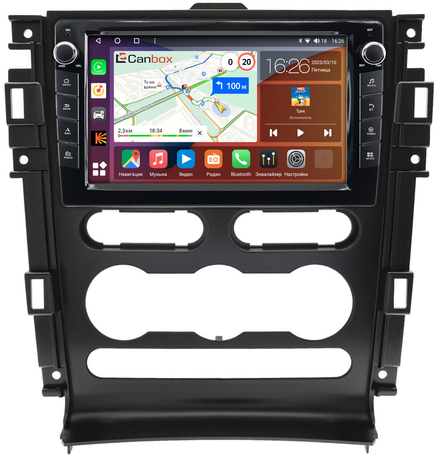 Штатная магнитола Ford Mustang 5 2004-2009 Canbox H-Line 7824-9-0185 на Android 10 (4G-SIM, 6/128, DSP, IPS) С крутилками