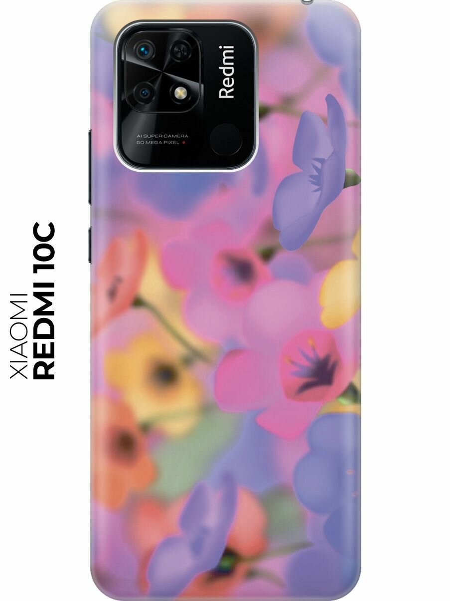 Силиконовый чехол Разгоцветные цветочки на Xiaomi Redmi 10C / Сяоми Редми 10С