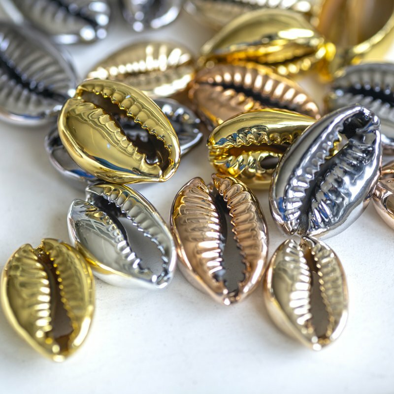 Кулон Подвеска ракушка металлизированная 10 шт. для рукоделия / браслета / сережек, разные цвета и размеры в упаковке
