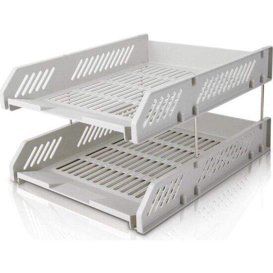 Лоток для бумаг Deli горизонтальный E9208 набор 2шт на металл. стерж серый