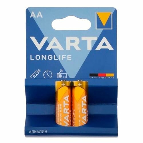 AA Батарейка VARTA Longlife LR6 Alkaline, 2 шт.