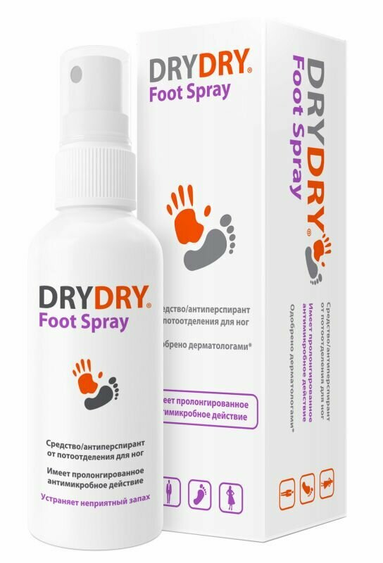 Средство от обильного потовыделения DRY DRY Foot Spray для ног, 100 мл