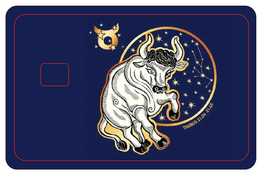 Наклейка на банковскую карту, знак зодиака телец