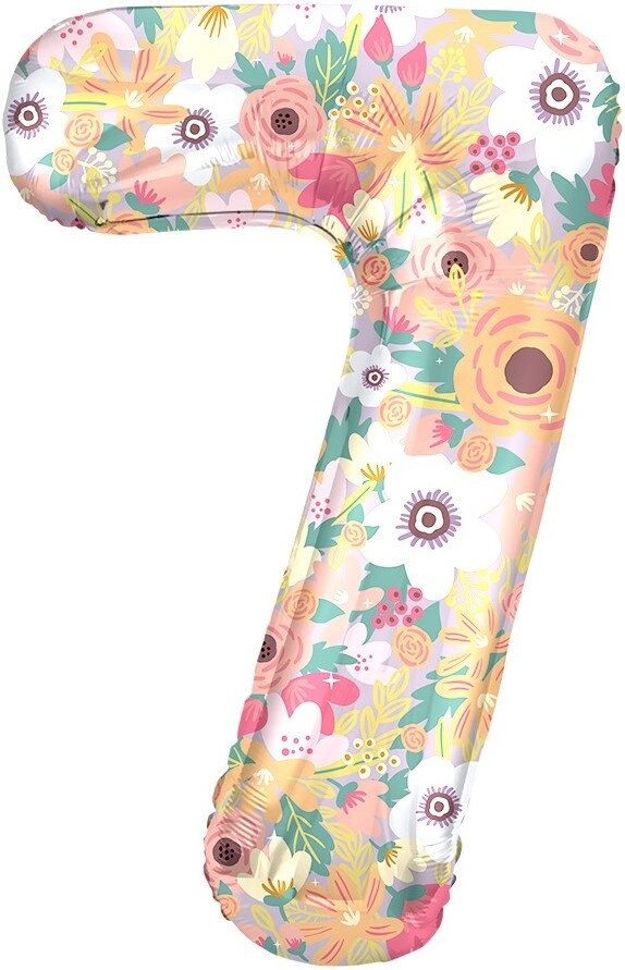 Шар (34'/86 см) Цифра, 7 Цветочный вальс, 1 шт. в уп.