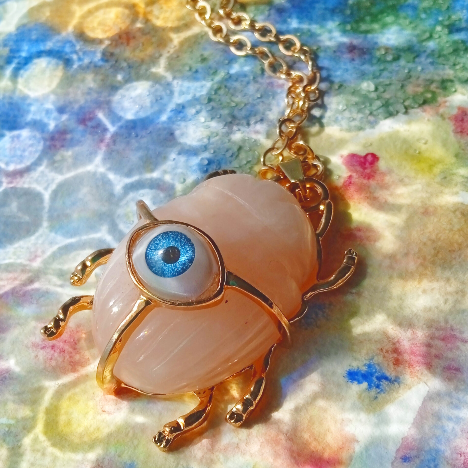 Колье, розовый кварц