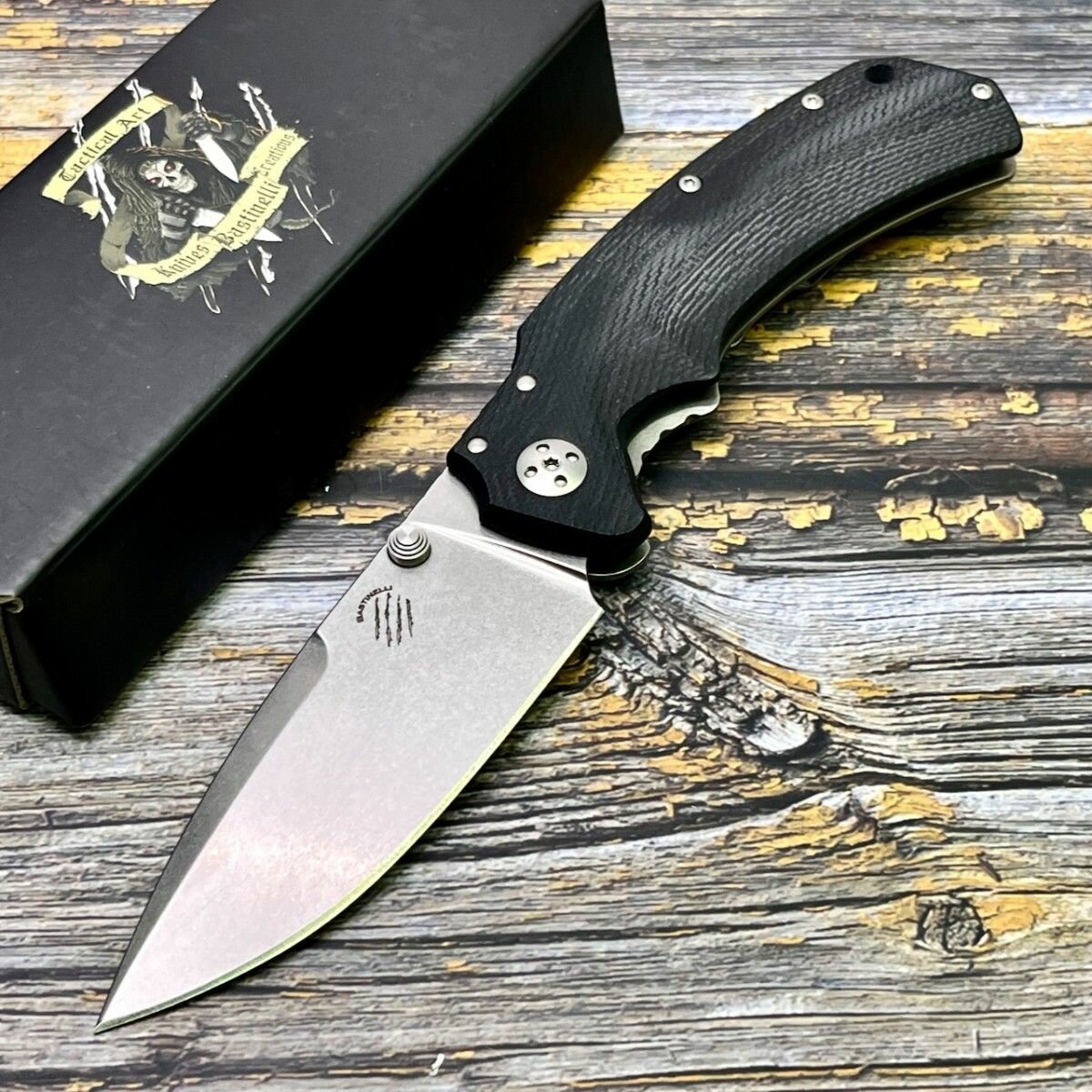Нож складной Bastinelli Creations BAS01 R.E.D. Folder, Stonewash Blade