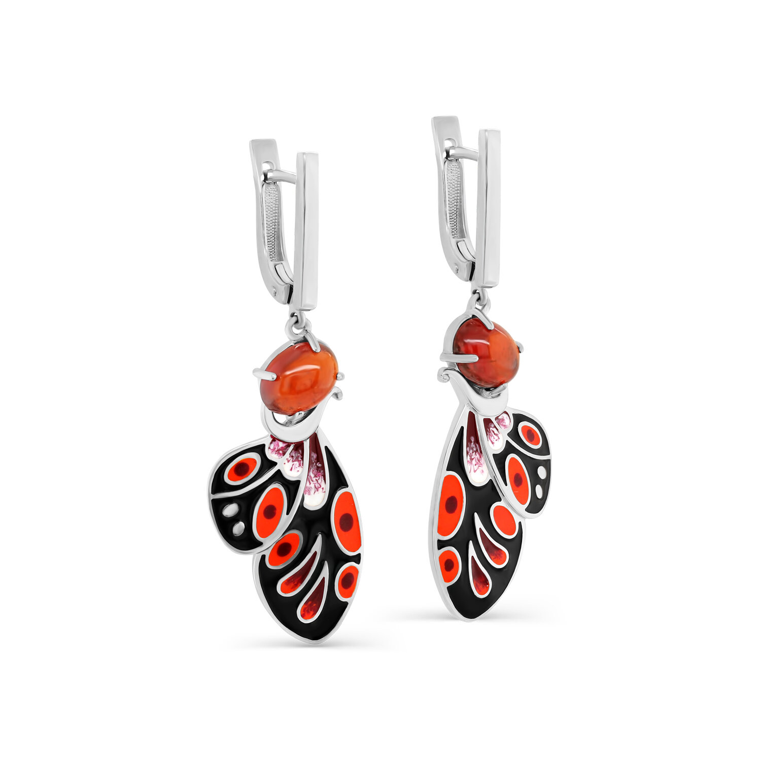 Серьги, серебро, 925 проба, гроссуляр