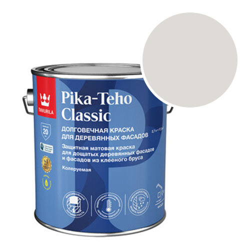 Краска фасадная по дереву Tikkurila Pika-Teho Classic водно-дисперсионная RAL 9002 (Серо-белый - Grey white) 2,7 л