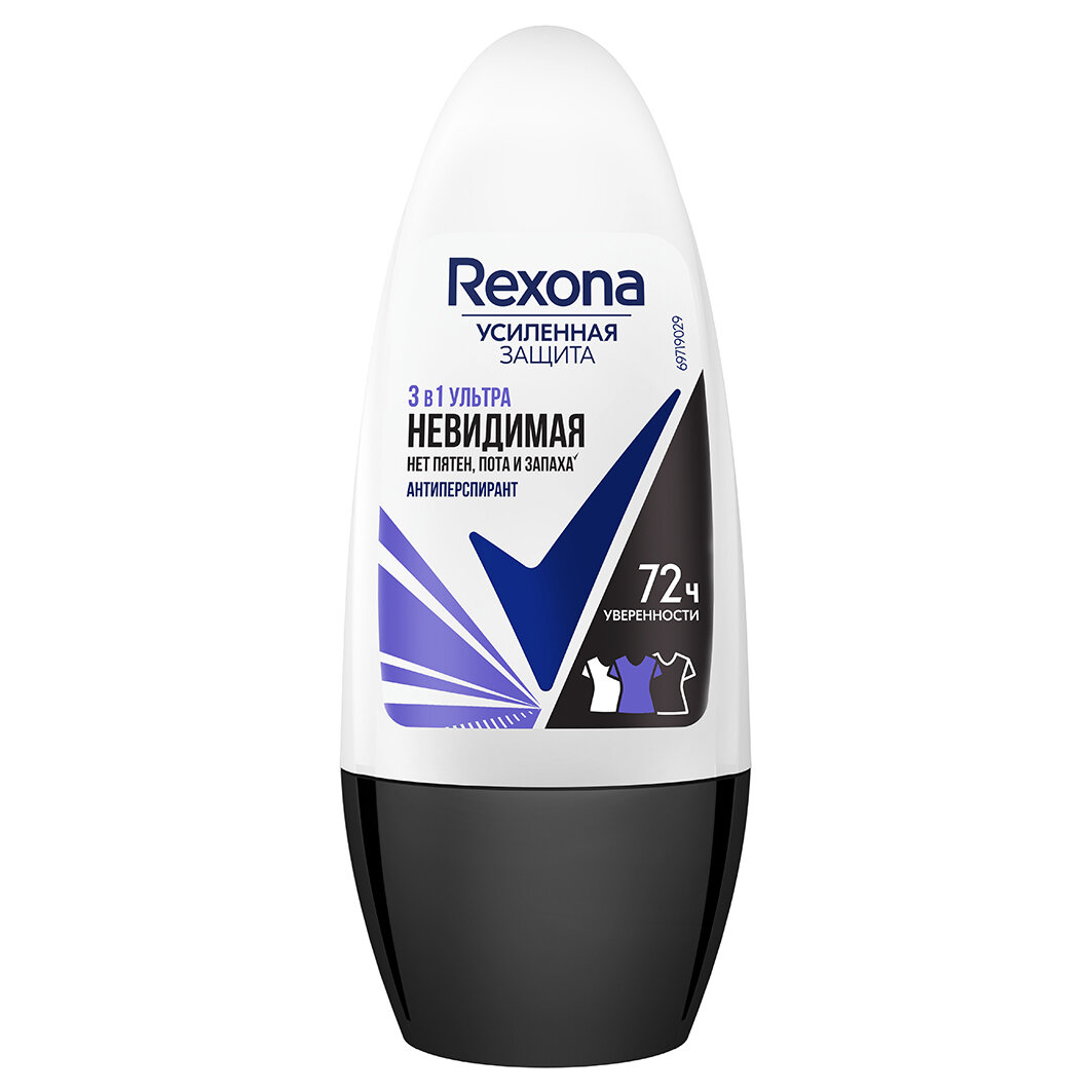 Дезодорант женский Rexona роликовый Ультраневидимый 72 часа 50мл