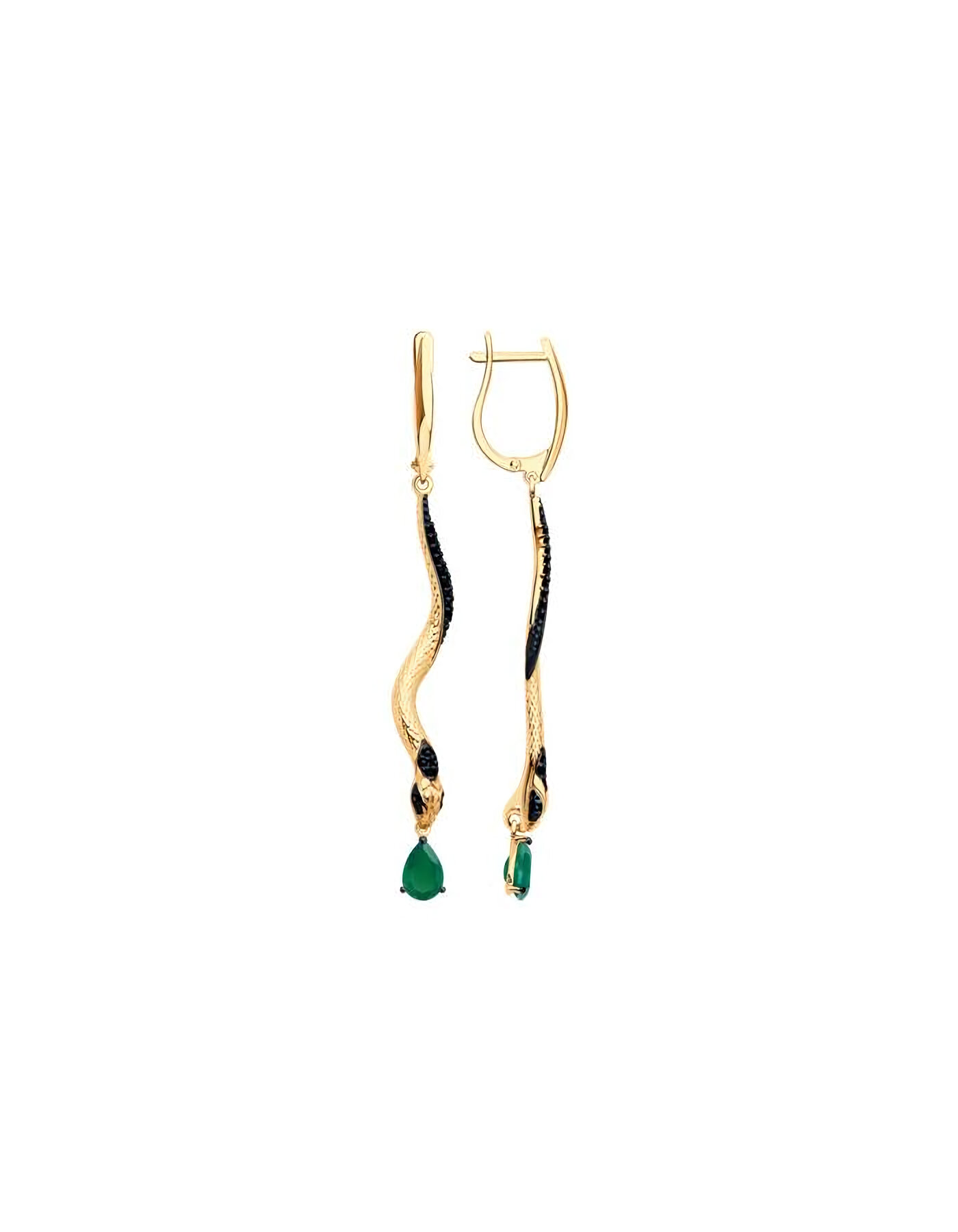 Серьги с подвесками, серебро, 925 проба, золочение, агат