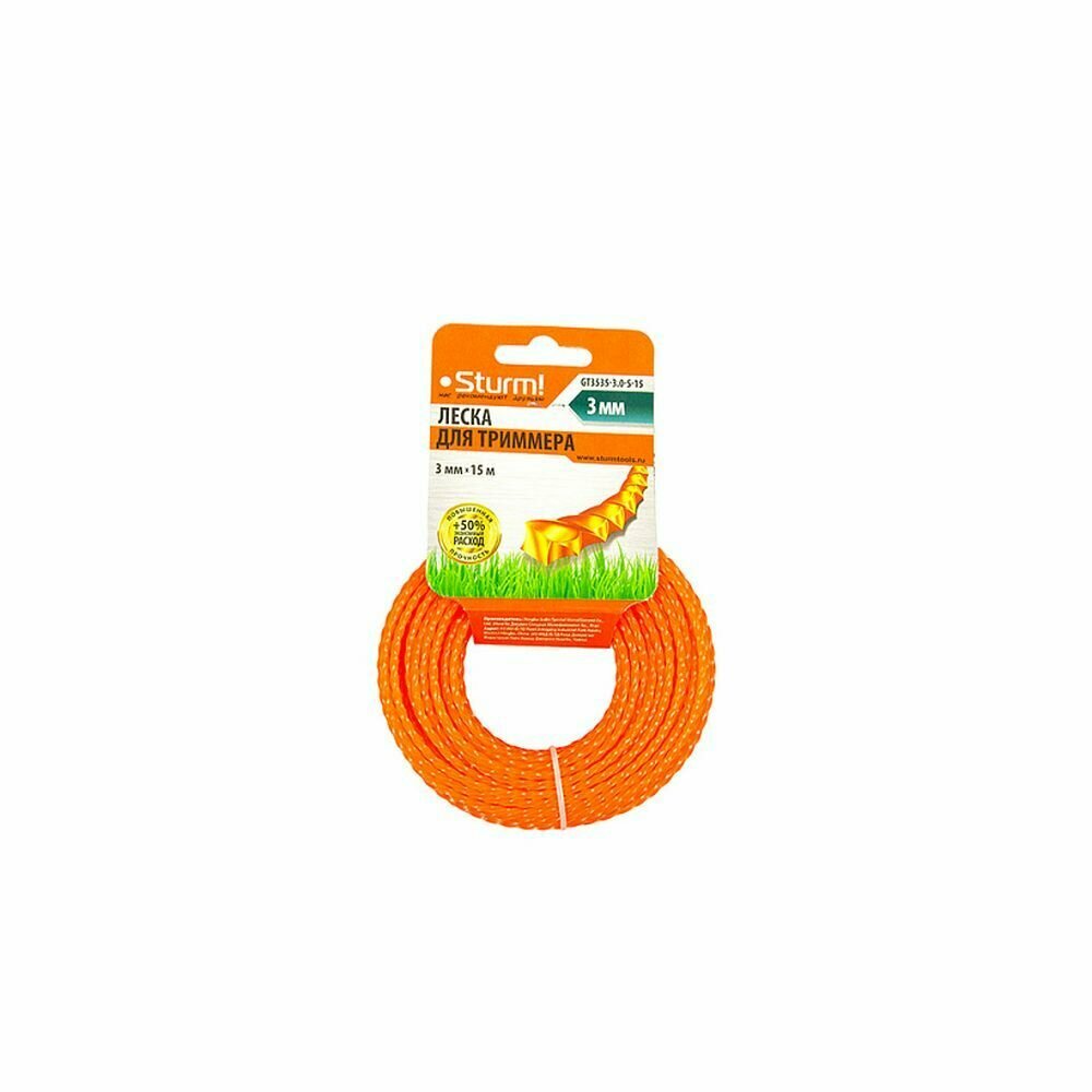 Леска для триммера, d3.0 мм, l15м, крученый квадрат, металл, картон, Sturm! GT3535-3.0-S-15