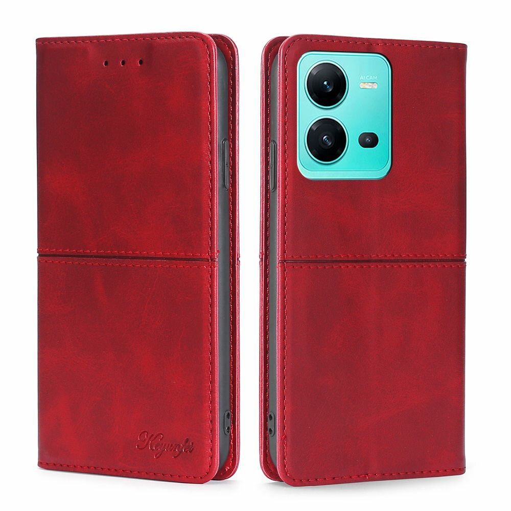 Чехол-книжка MyPads для Vivo V25 / V25e / Виво V25 / V25e / X80 Lite воловья кожа (красный)
