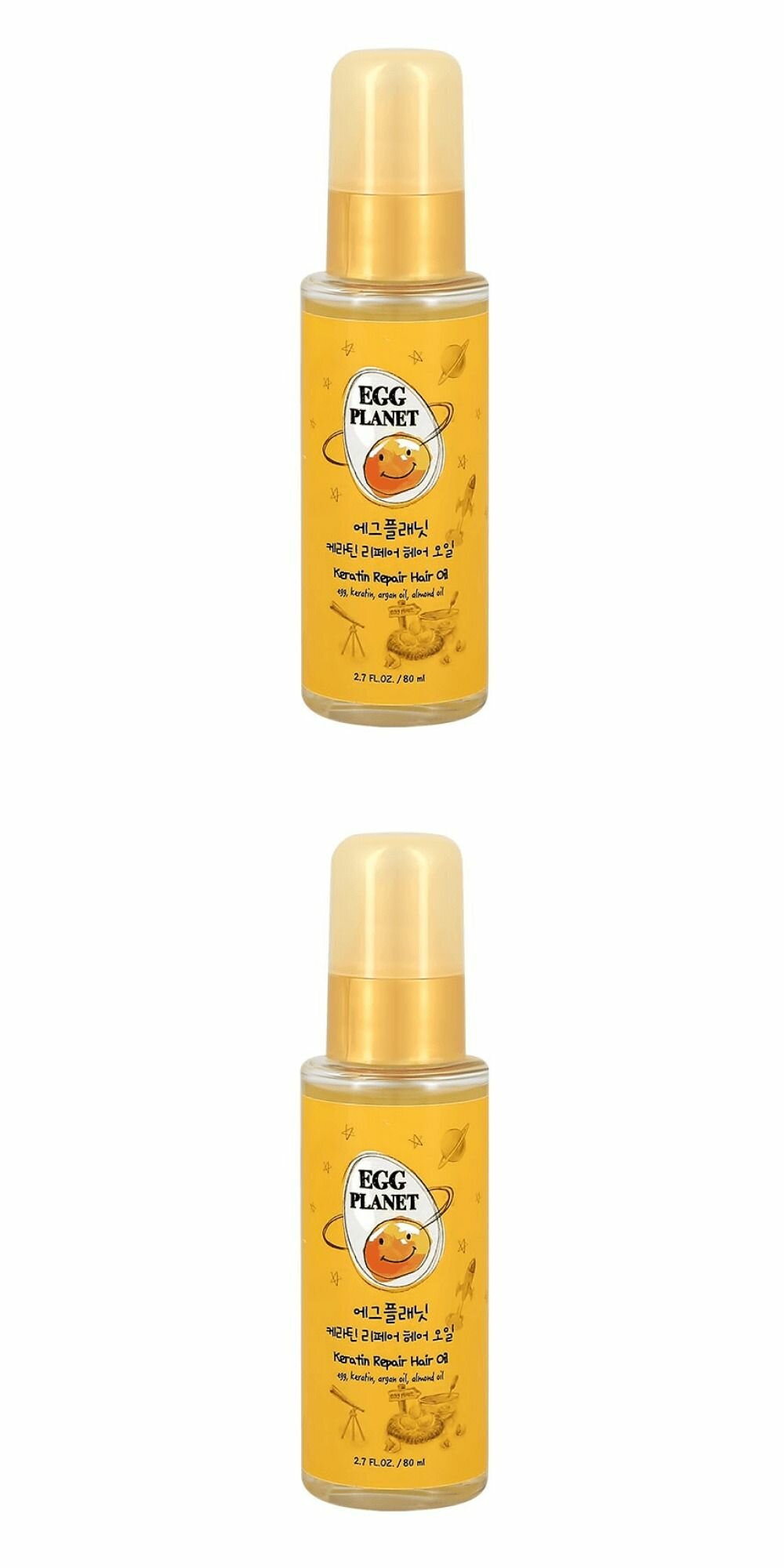 Daeng Gi Meo Ri Масло для волос Egg Planet Keratin Repair Hair Oil, восстанавливающее, с кератином, 80 мл, 2 шт.