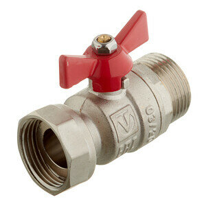 Кран шаровой латунный VALTEC (VT.260. N.0606) 1 ВР(г) проходной бабочка с накидной гайкой прямой