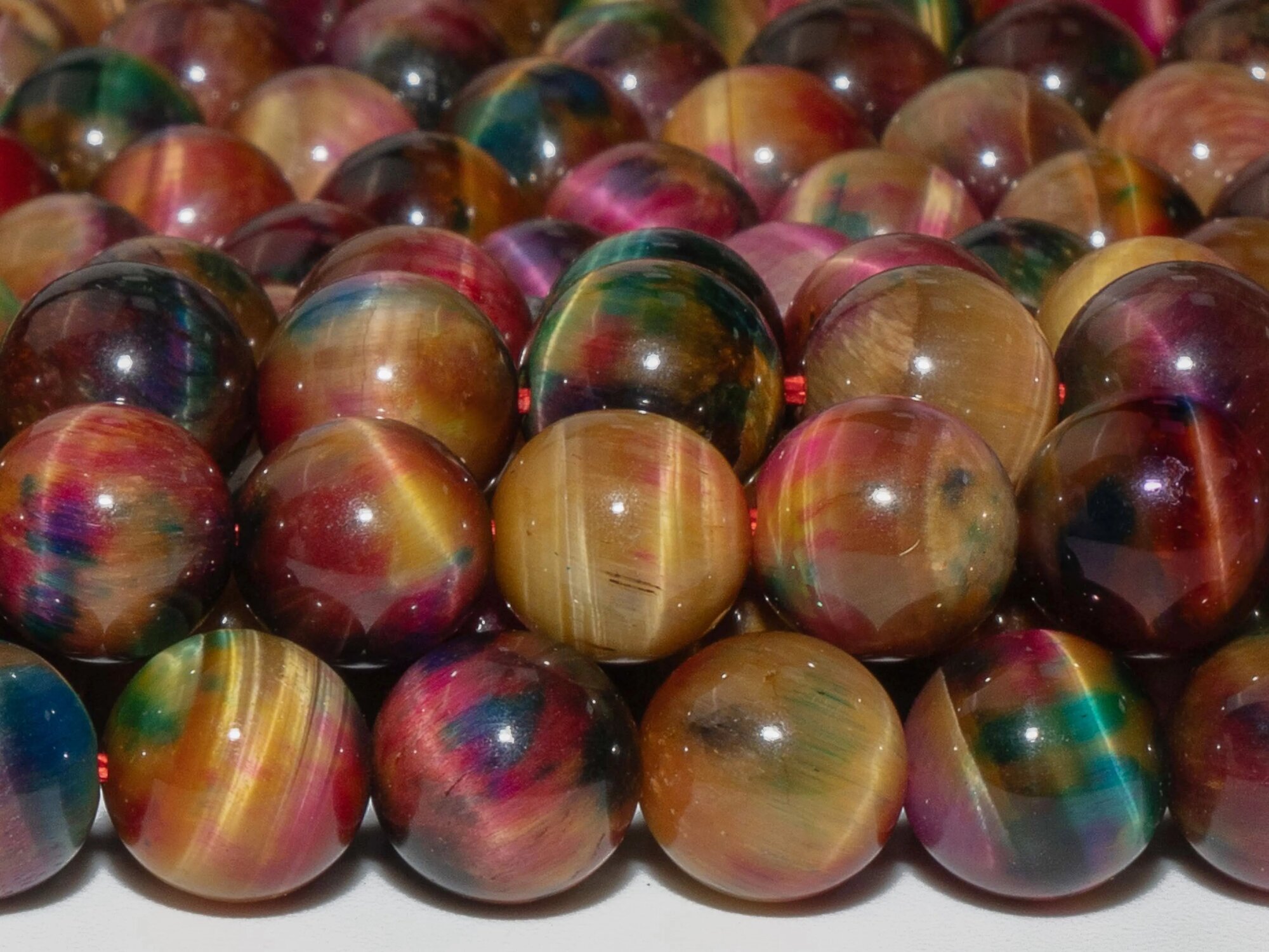 Бусины кошачий глаз разноцветные тигровый глаз 4/6/8/10/12 мм 10mm apr. 38 beads