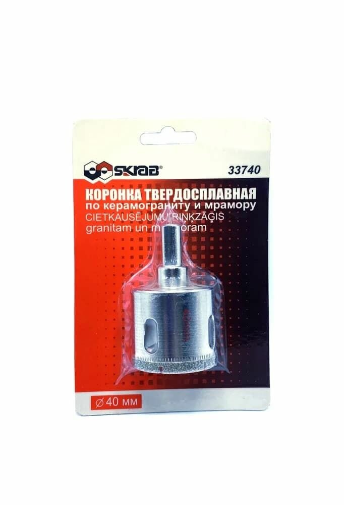 Коронка твердосплавная по керамограниту и мрамору, 40 мм. / 1 шт.