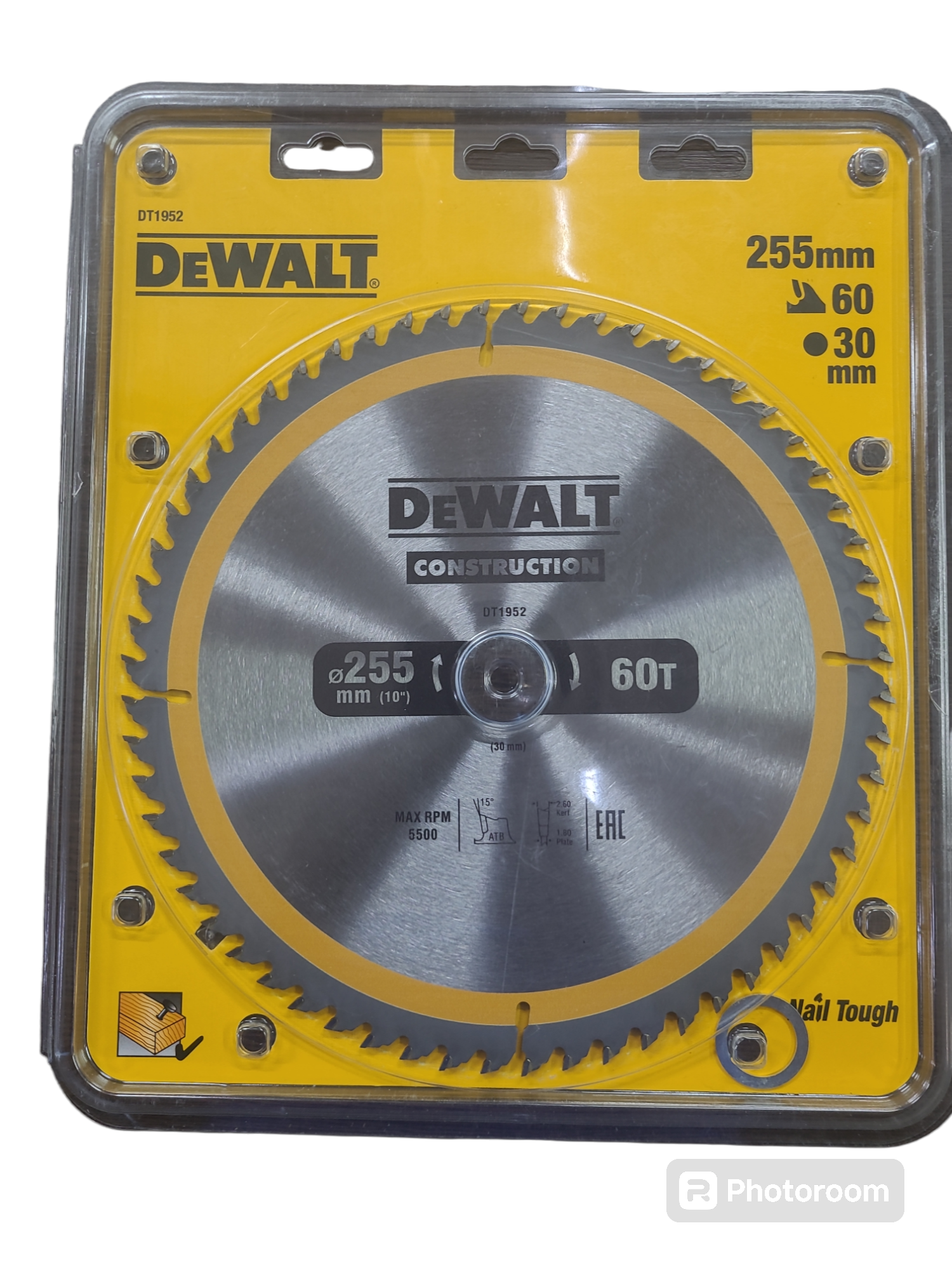 Диск пильный для строительства Dewalt Construction, 255 x 30 мм, 60 зубьев